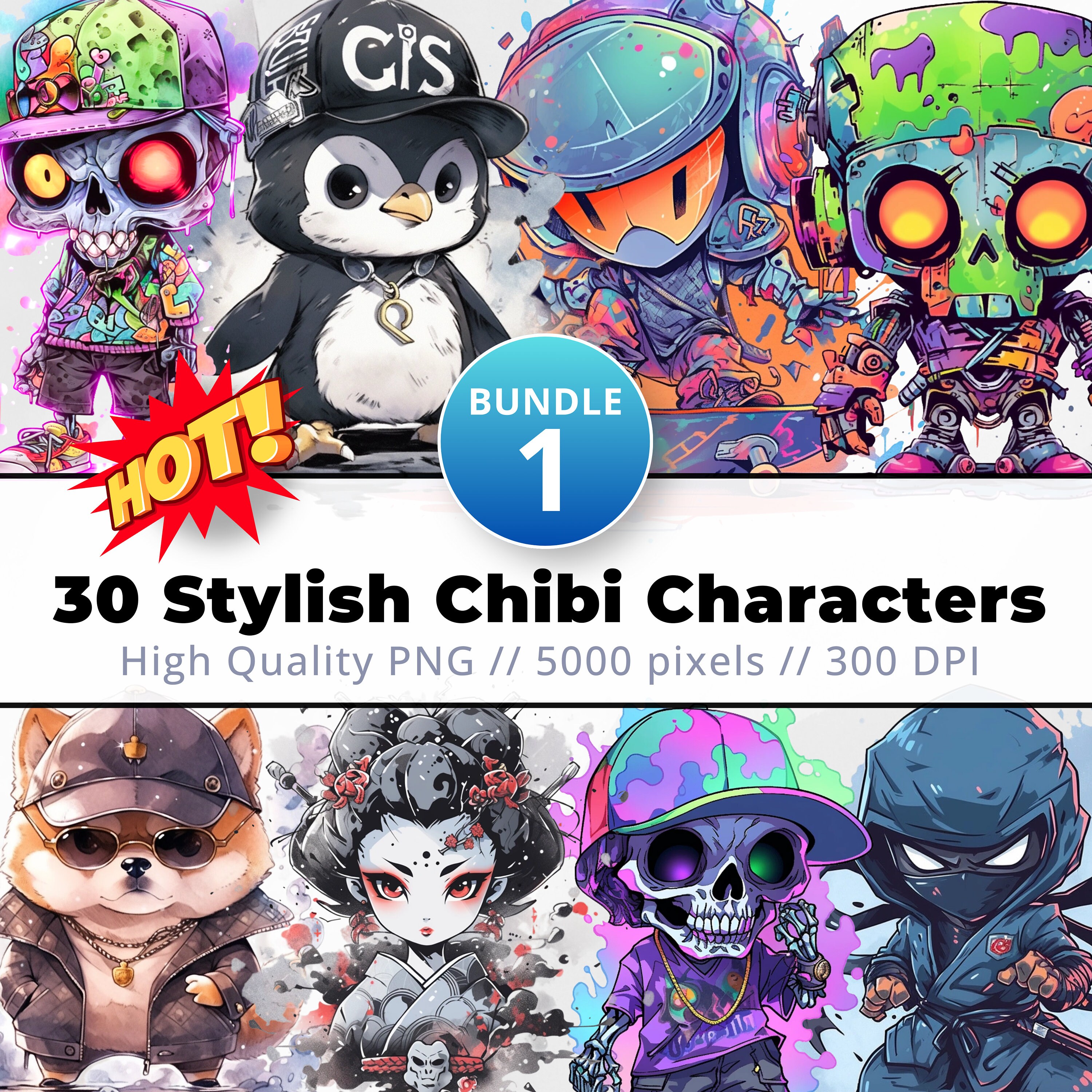 Cool Chibi Gangsta Kawaii T-shirt Stickers Trendy PNG Designs Digital ...