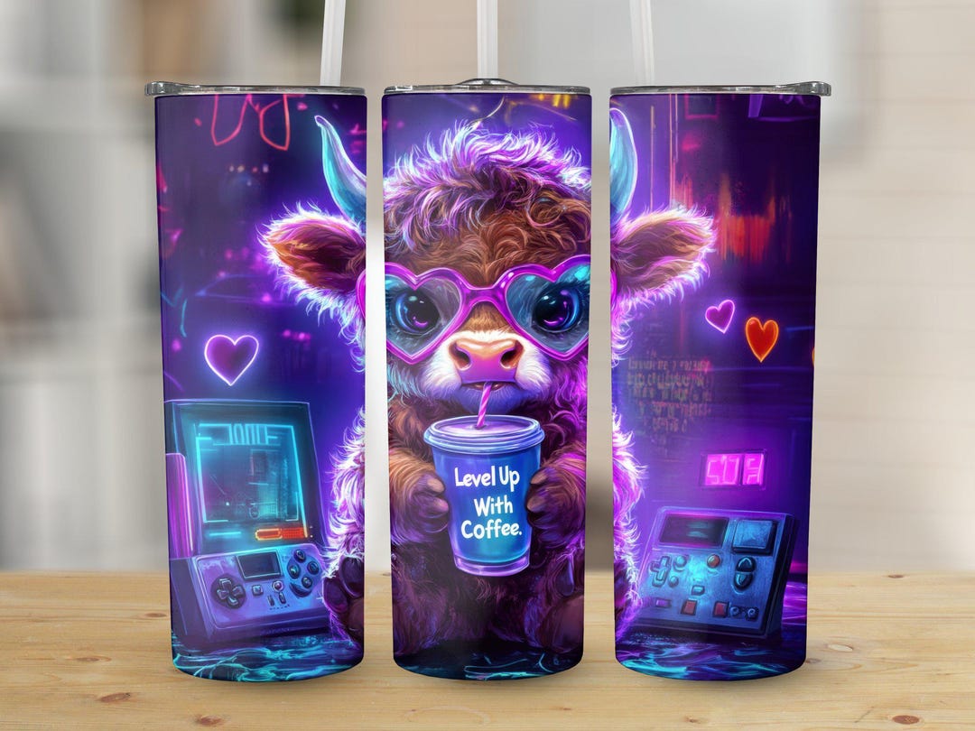 Cute Cow Gamer Art Digital Download, Colorful Chunky Illustration for ...