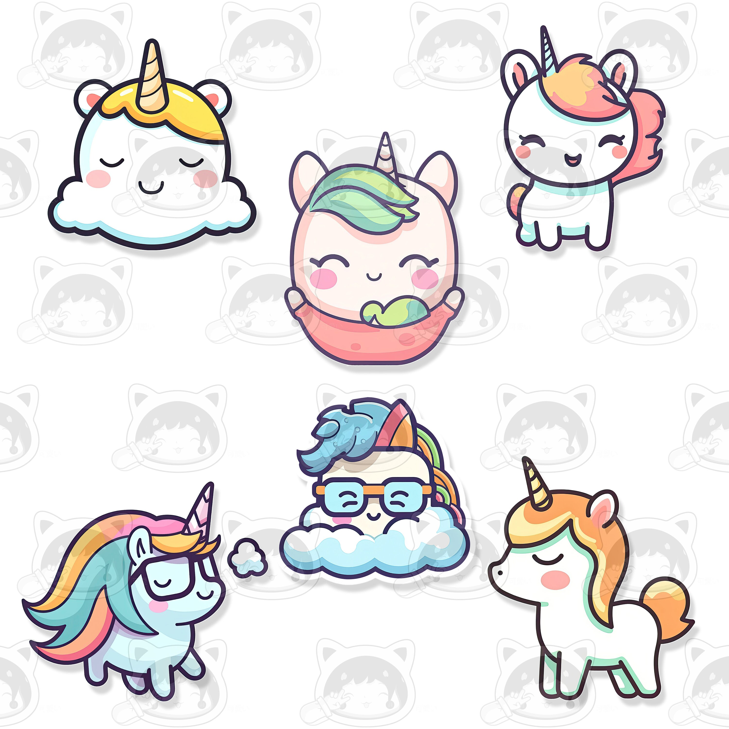 Cute Unicorn Kawaii Printable Nursery Decor DIY Party Decor Digital ...