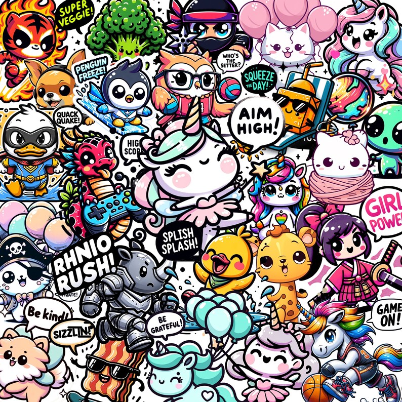 Kawaii Animals Clipart Cute Adorable Designs for Crafts Digital ...