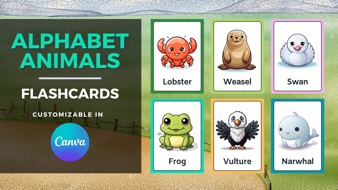 Downloadable Farm Animal ABC Flash Card for Kids, Editable, Printable ...