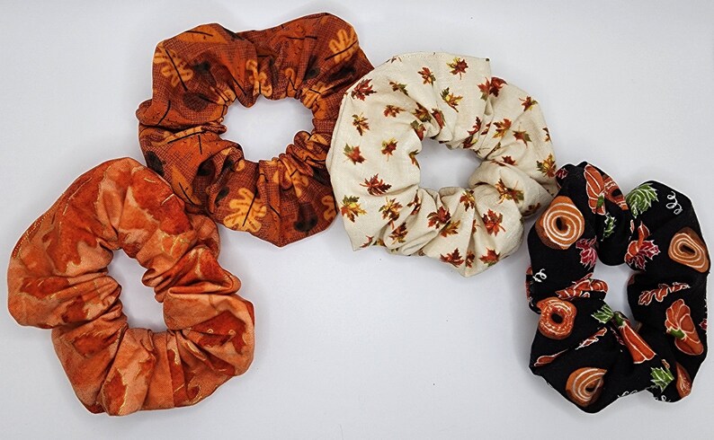 Scrunchies Fall Orange Leaf Scrunchies Pumpkin Scrunchies Autumn Leaf ...