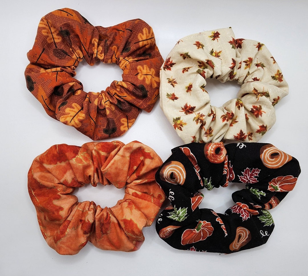 Scrunchies Fall Orange Leaf Scrunchies Pumpkin Scrunchies Autumn Leaf ...