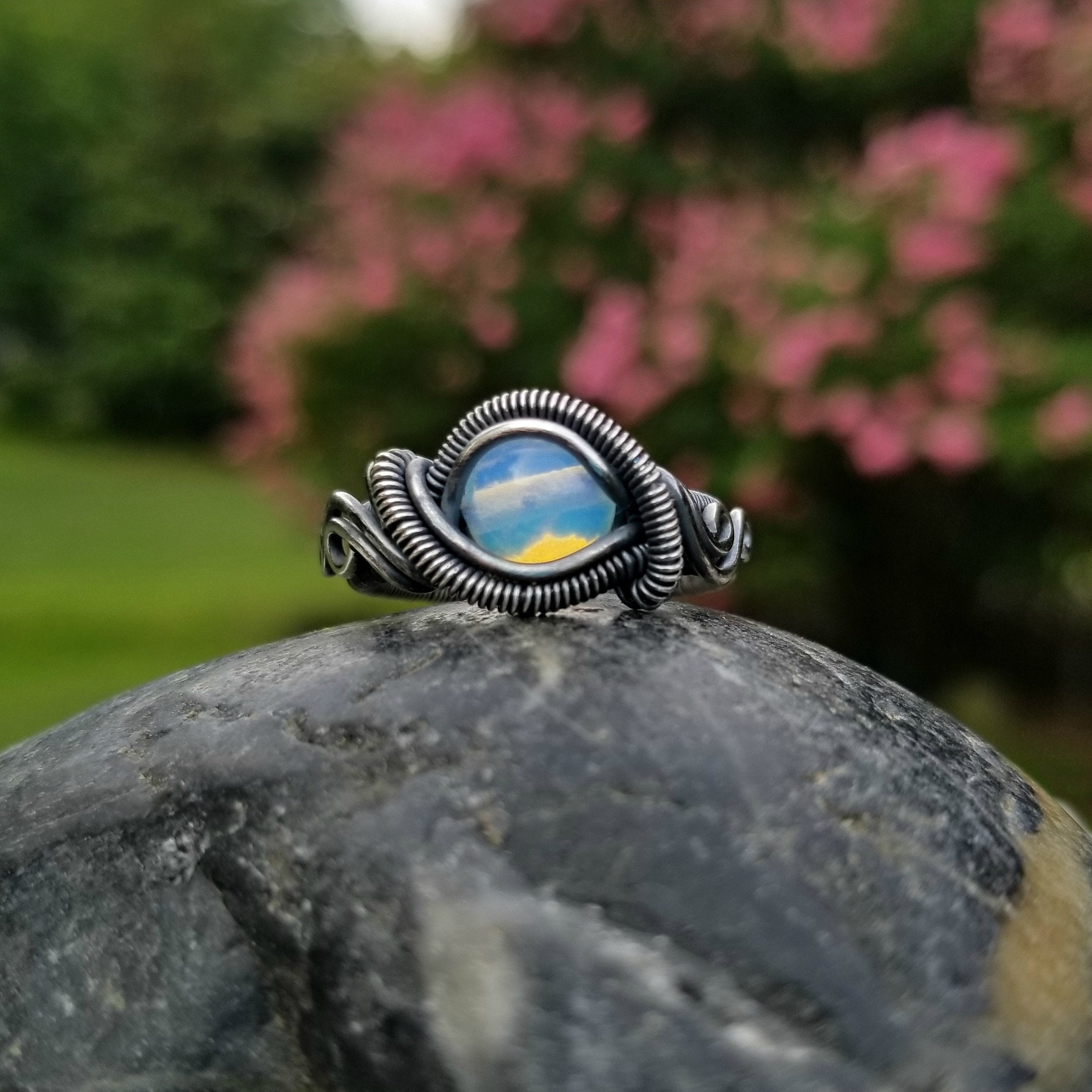 Fantasy Ring in Moonstone and Sterling Silver / Wire Wrapped | Etsy