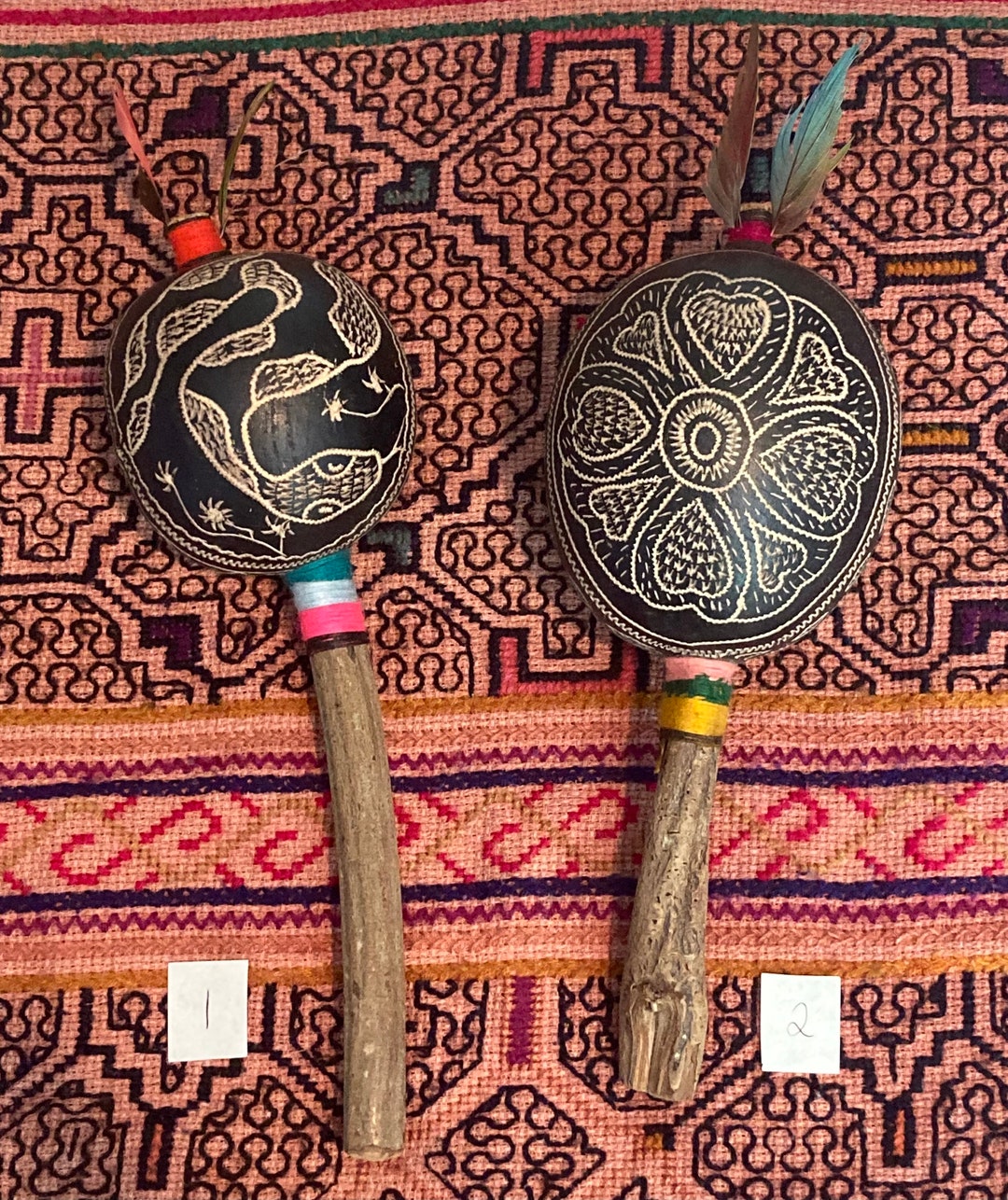 Ayahuasca Handle Large Shipibo Maracas - Etsy