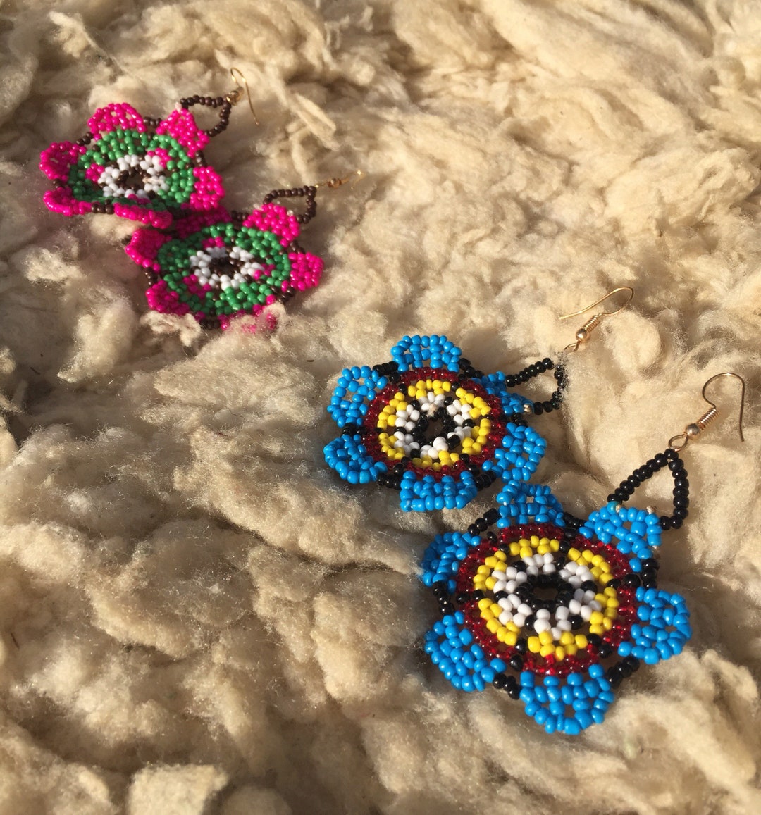 Shipibo Ayahuasca Flower Earrings - Etsy