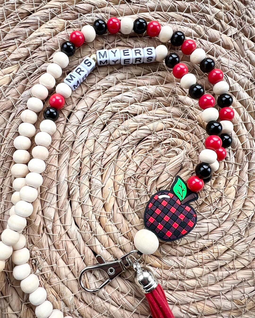 Checkered Apple With Name - Etsy