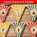 Vintage Circus Pennant Banner / Carnival Pennant Banner - EDITABLE ...