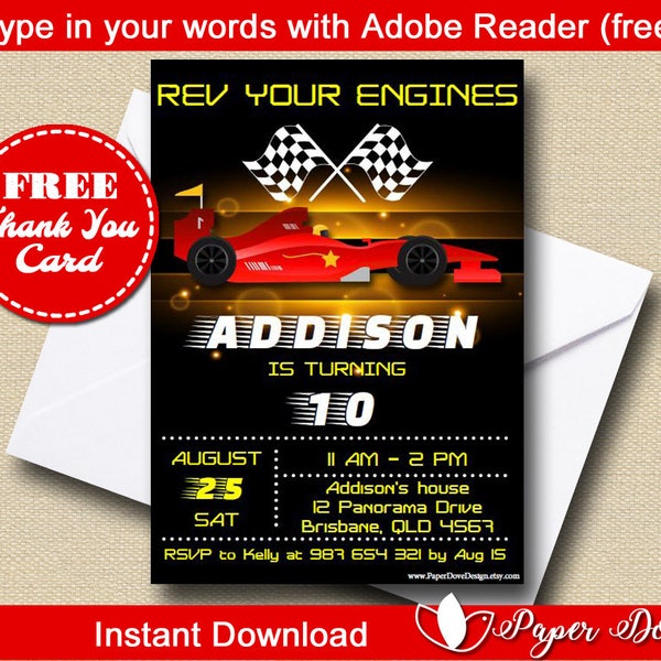 Ferrari Invitation - Etsy