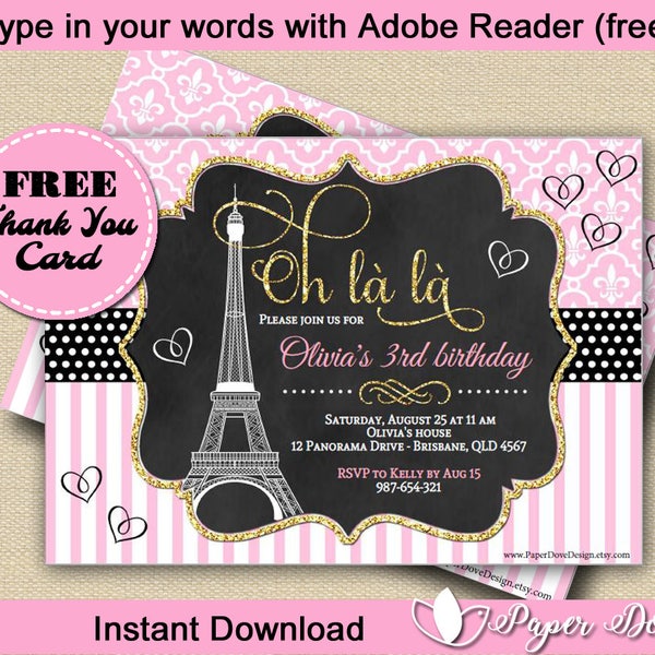 Paris Invitation - Etsy