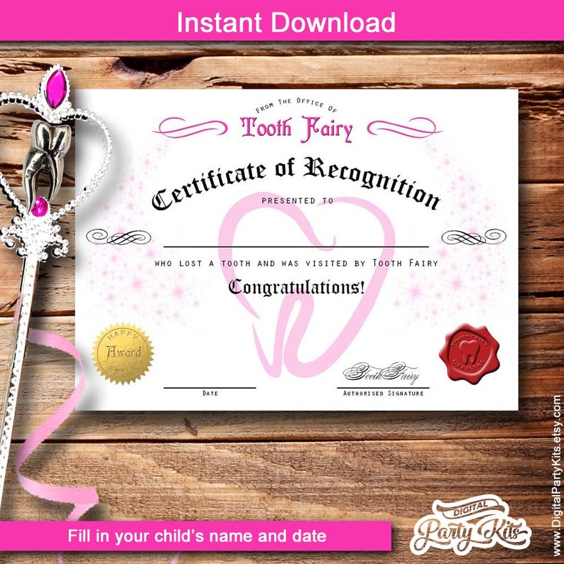 Tooth Fairy Certificate | Lost Tooth Certificate - PRINTABLE - Instant ...