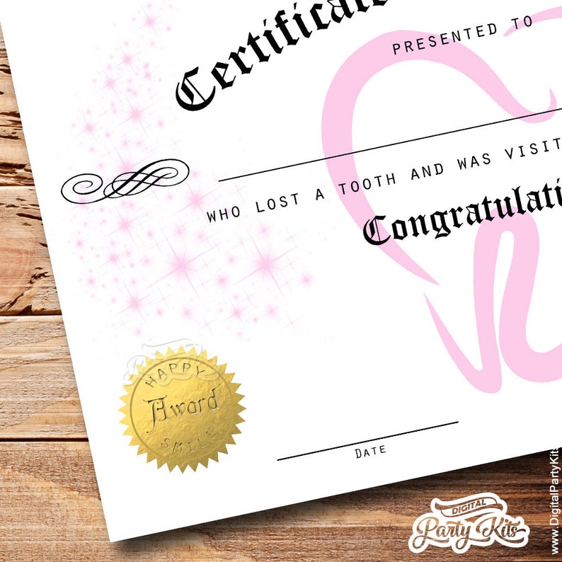 Tooth Fairy Certificate | Lost Tooth Certificate - PRINTABLE - Instant ...