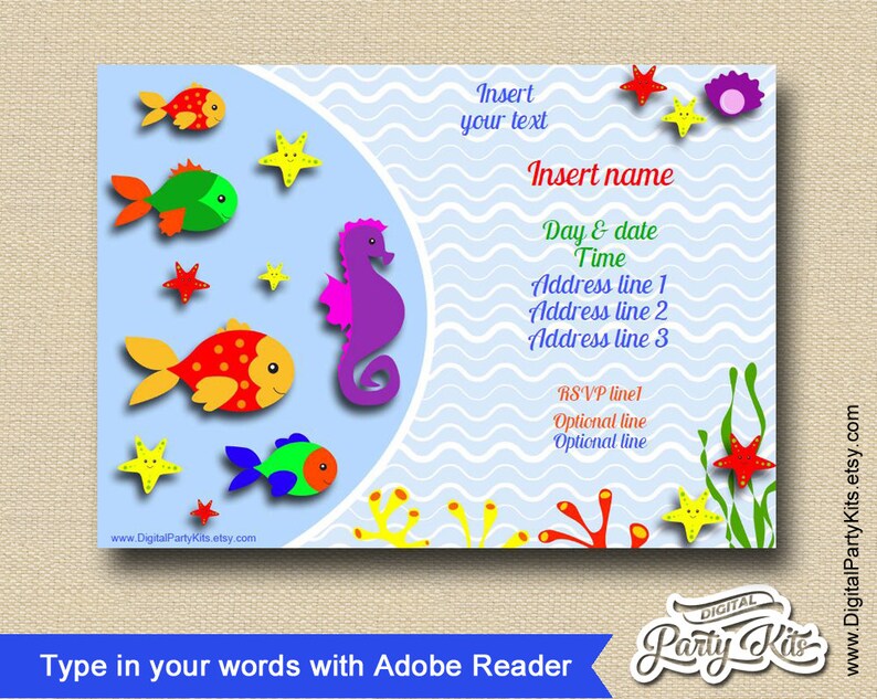 Under the Sea Invitation | Underwater Invitation | - You EDIT With ...