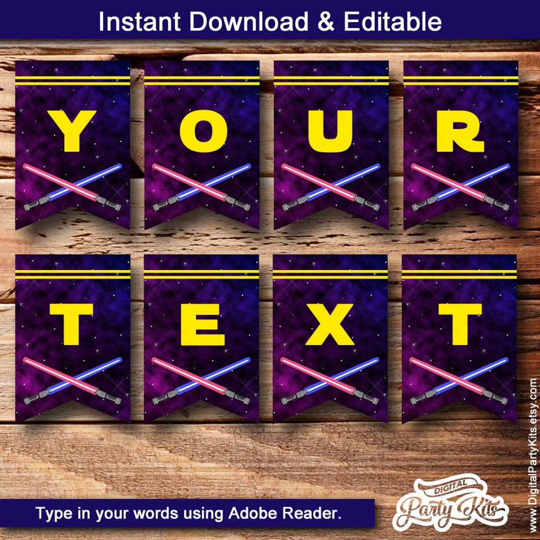 Star Wars Banner / Star Wars Pennant - EDITABLE & PRINTABLE - Instant ...