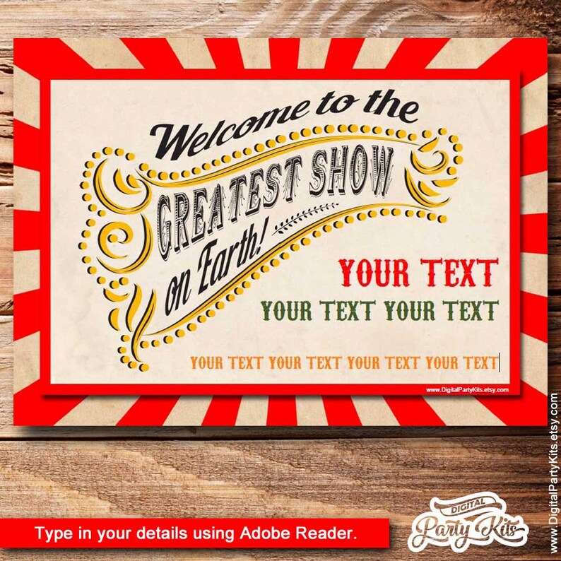 Vintage Circus Welcome Sign / Carnival Welcome Sign - EDITABLE ...