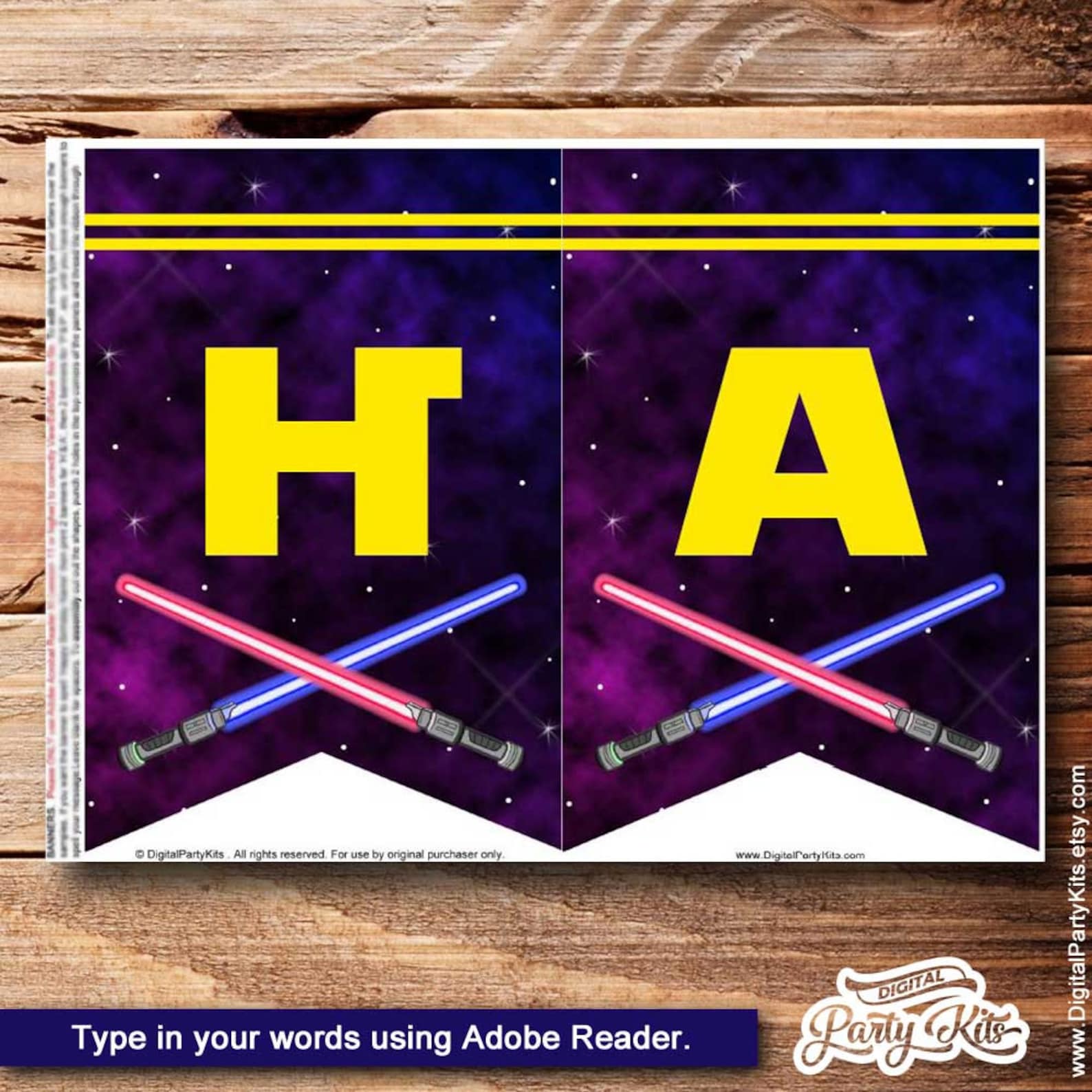Star Wars Banner / Star Wars Pennant EDITABLE & PRINTABLE Instant ...
