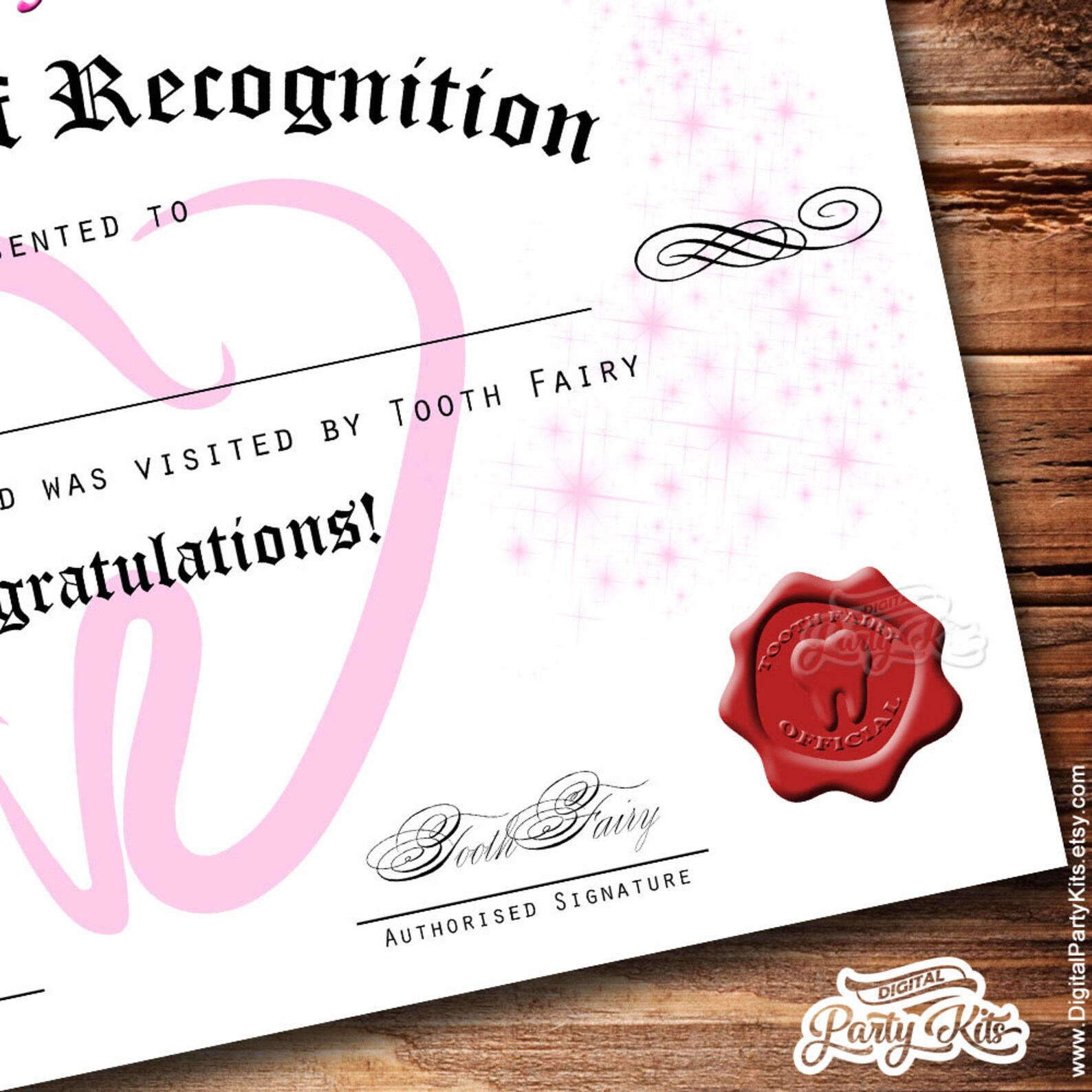 Tooth Fairy Certificate | Lost Tooth Certificate - PRINTABLE - Instant ...