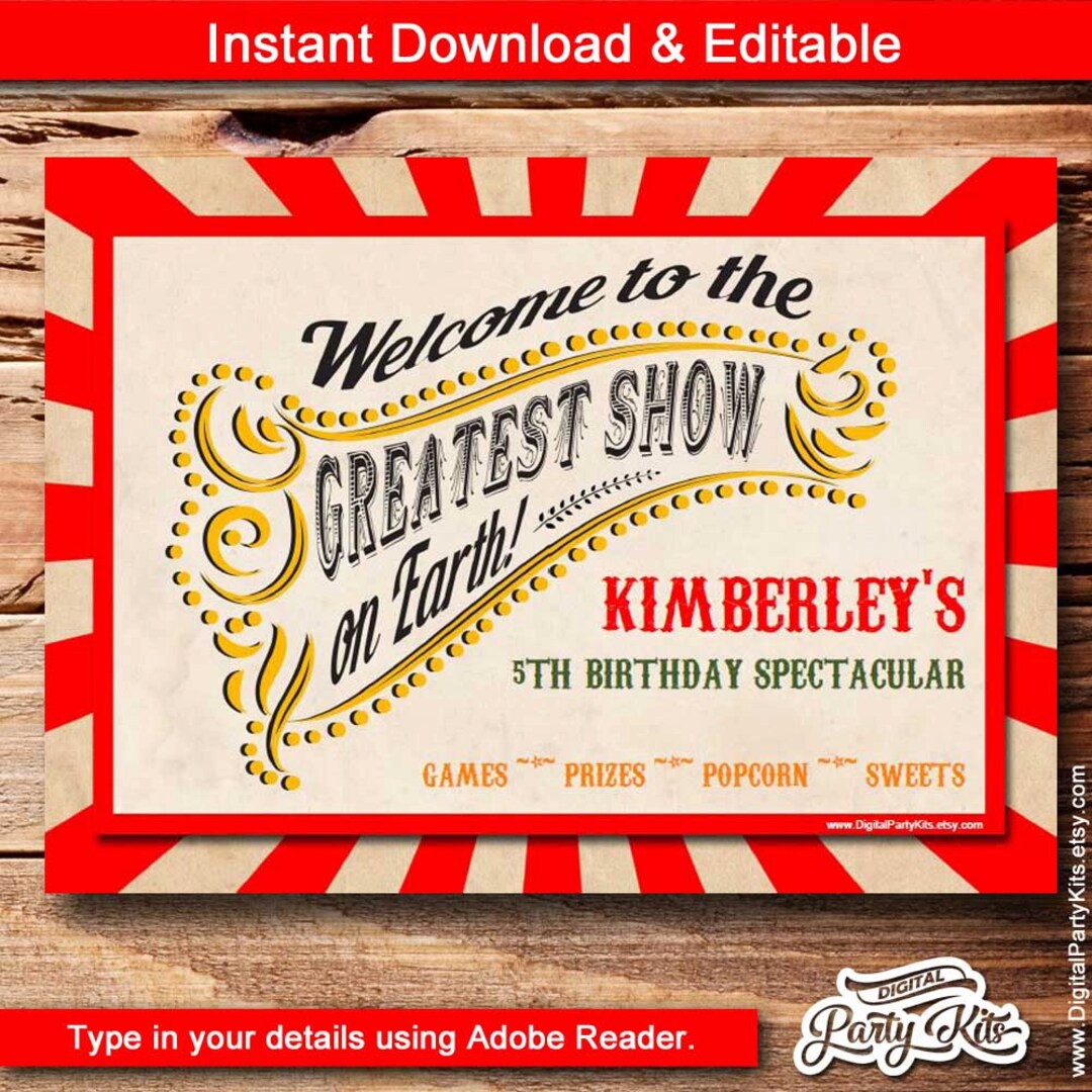 Vintage Circus Welcome Sign / Carnival Welcome Sign - EDITABLE ...