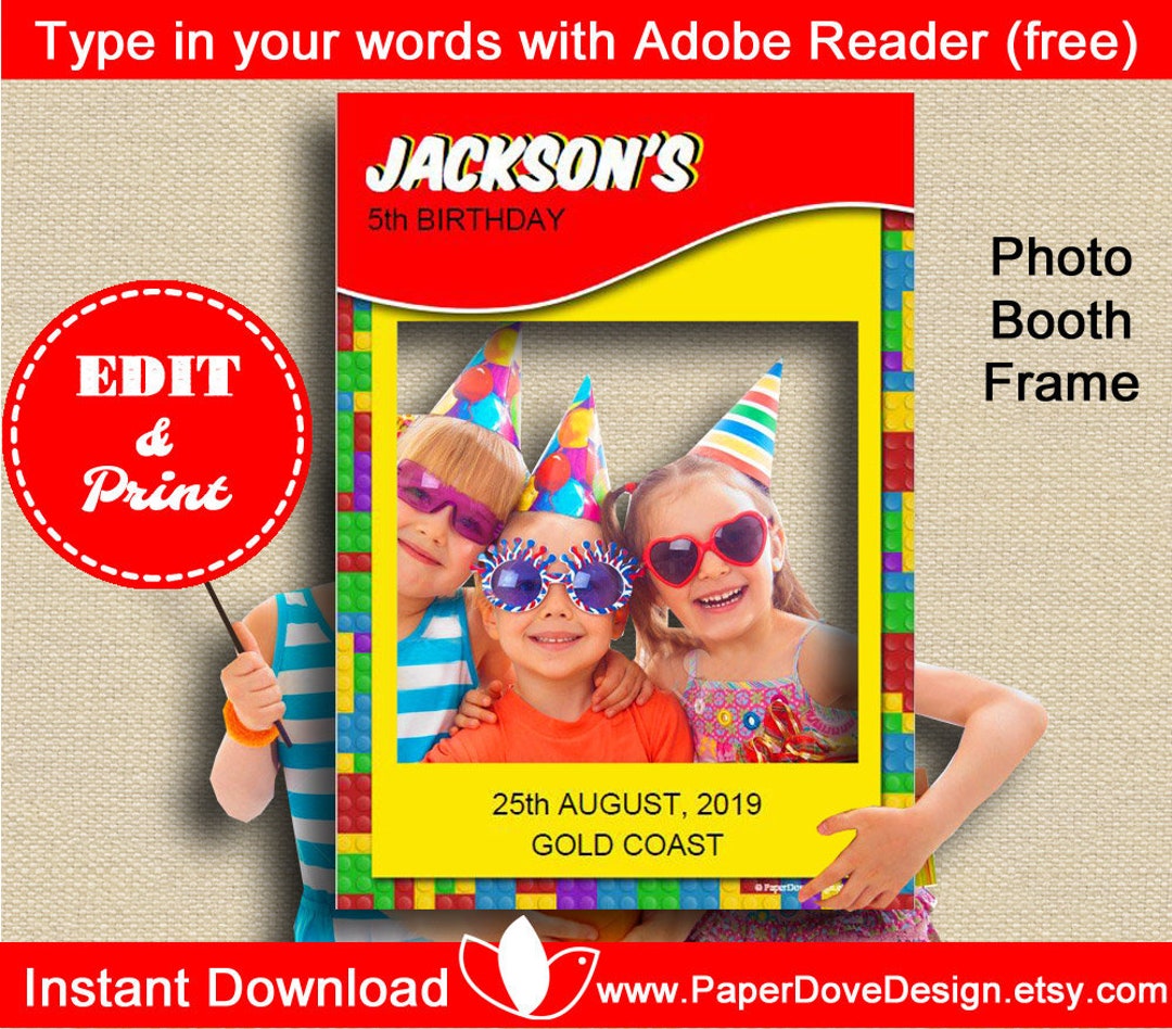 Building Blocks Photo Booth Frame -you EDIT With Adobe Reader & PRINT ...