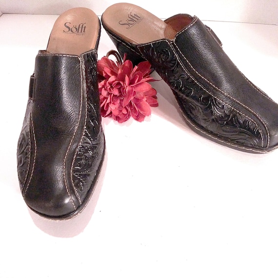 vintage 1990s leather clogs - Gem