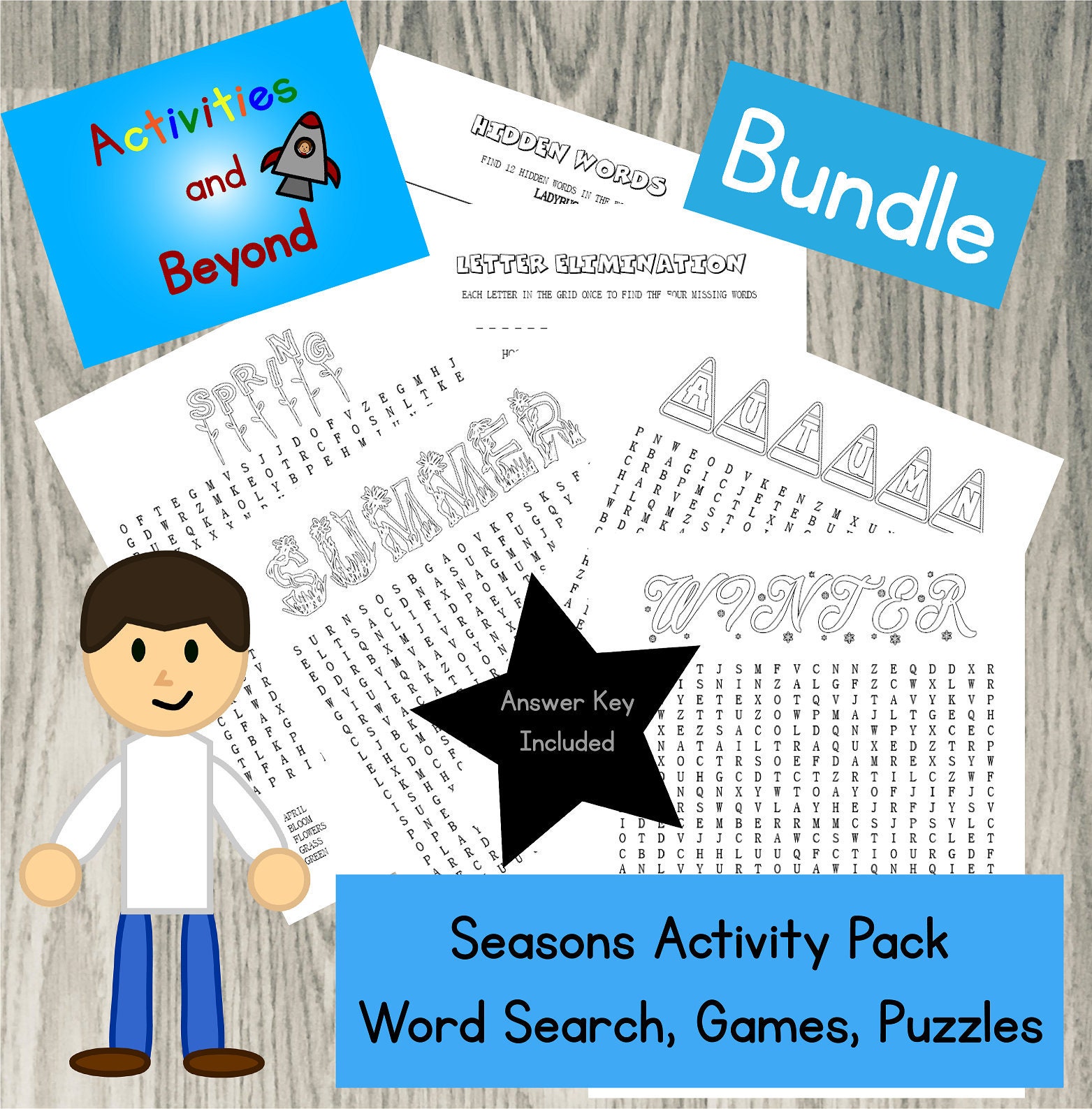 Bundle Printable Seasons Activity Pages Word Search, Scramble ...