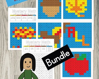 BUNDLE Mystery Math Fall Autumn Thanksgiving Add, Subtract, Multiply ...