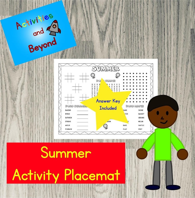 Printable Summer Placemat Activity Page Placemat, Seasons, Dot Game ...