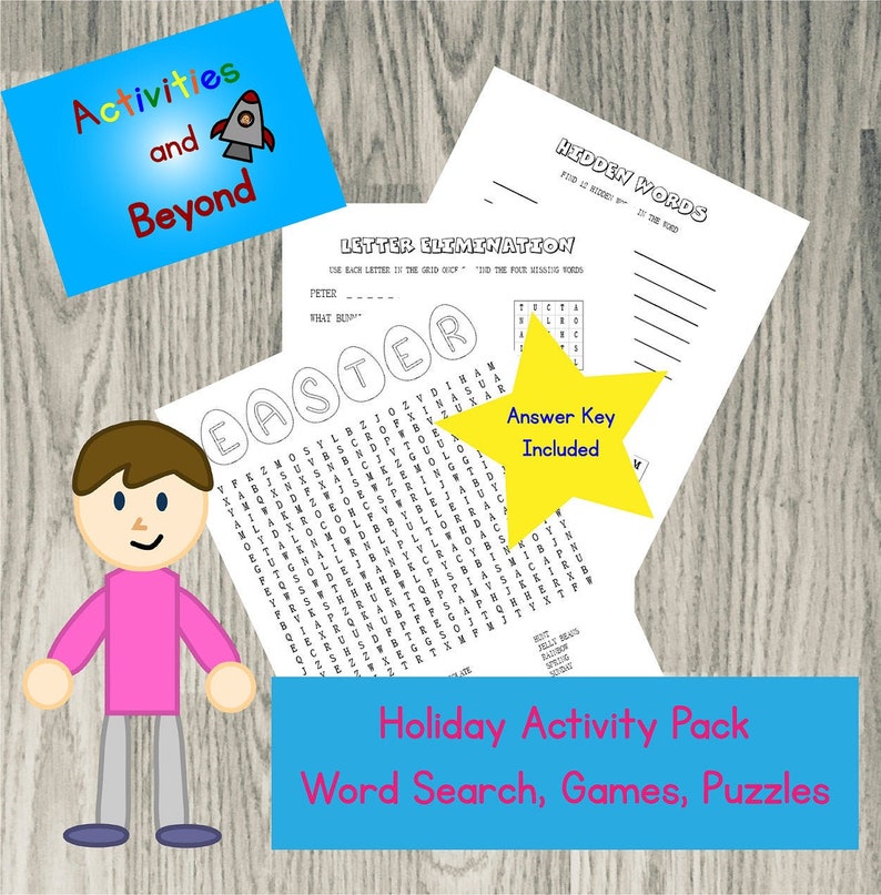 Printable Easter Activity Pages Word Search, Word Scramble, Code Words ...