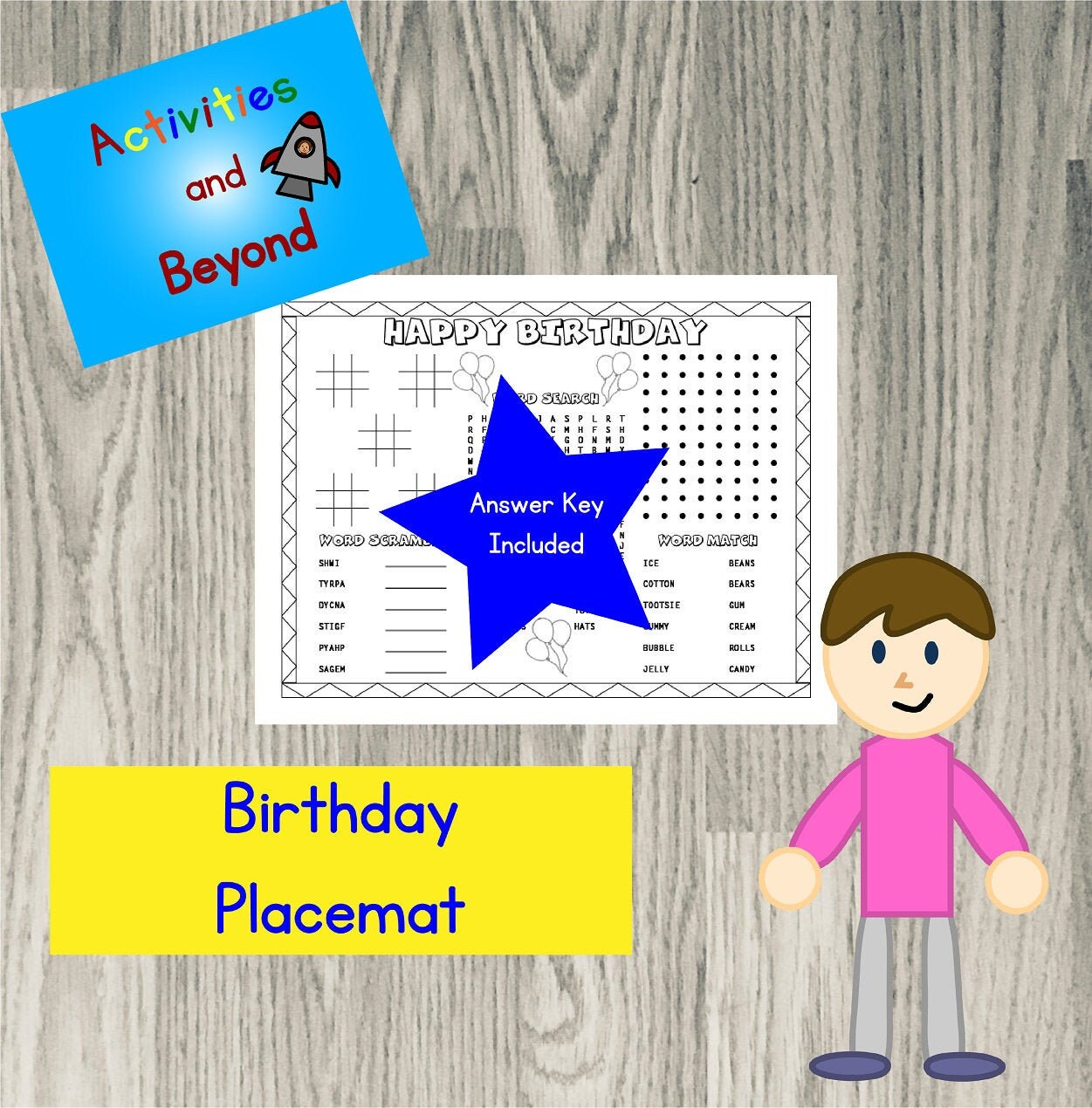 Printable Birthday Placemat - Activity Page Placemat, Happy Birthday ...