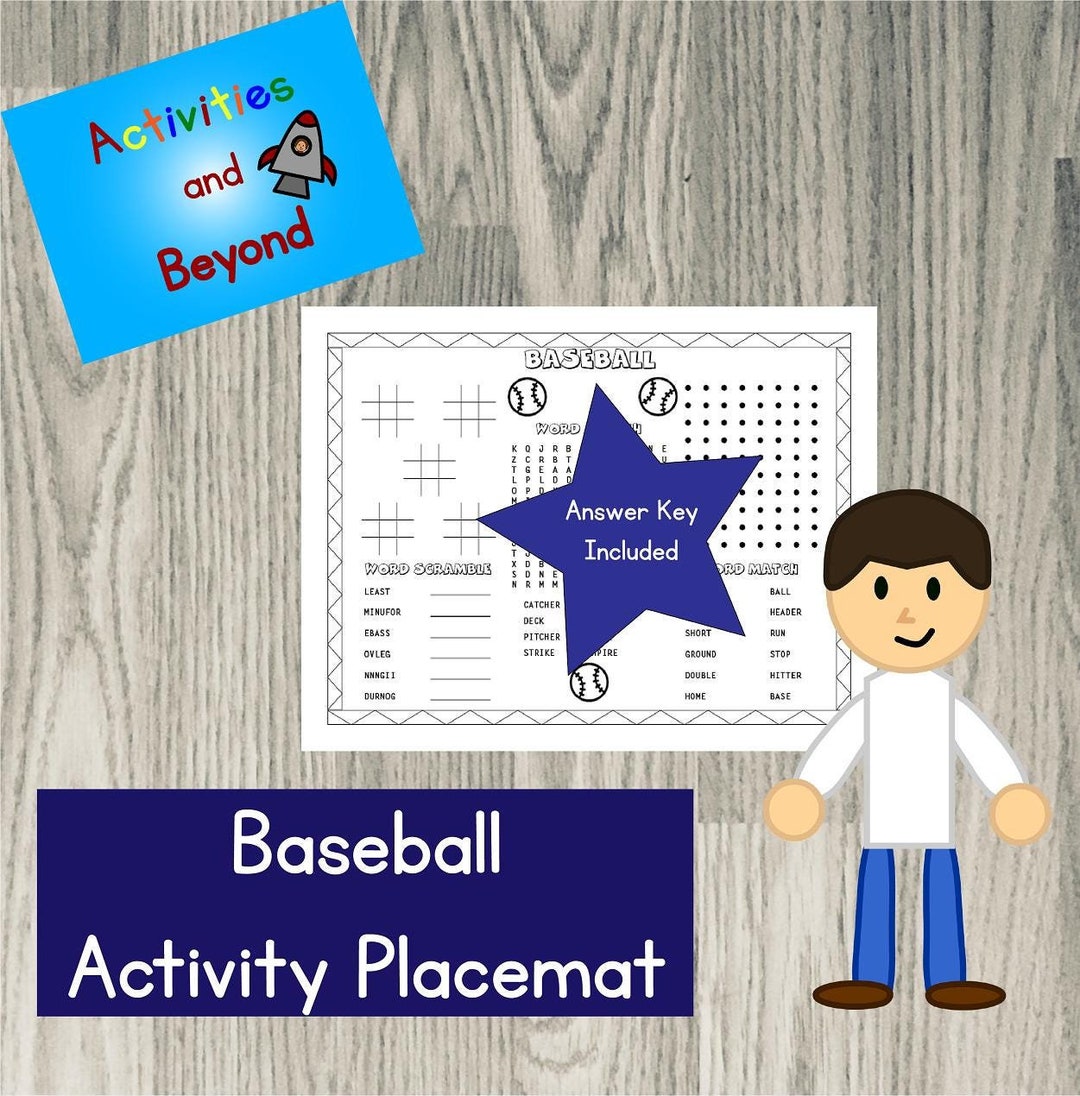 Printable Baseball Placemat Activity Page Placemat, Sports, Dot Game ...