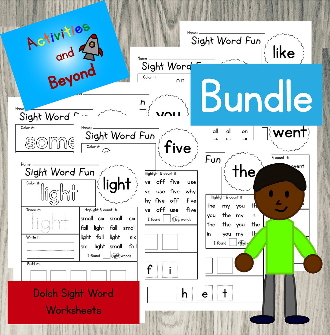 BUNDLE 220 Page Printable Dolch Sight Words Worksheets - Pre-primer ...