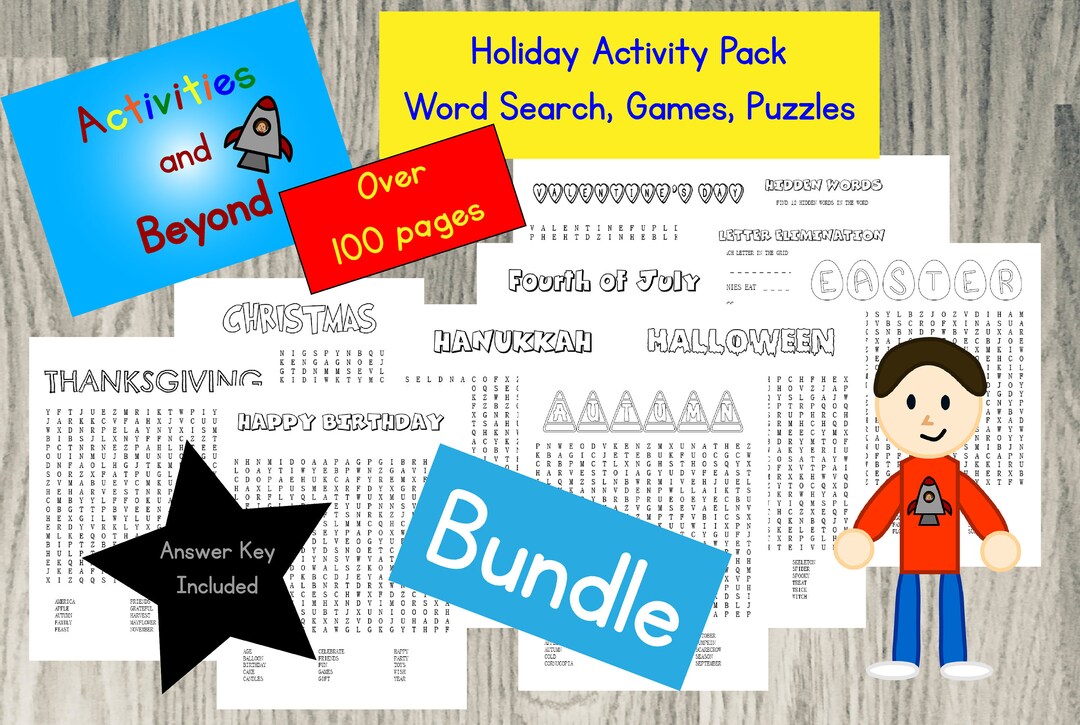 MEGA BUNDLE Printable Over 100 Holiday, Seasons Activity Pages - Word ...