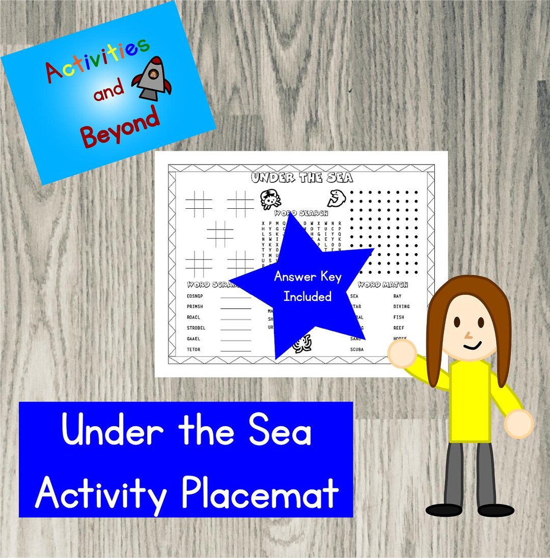 Printable Under the Sea Placemat - Activity Page Placemat, Party, Dot ...
