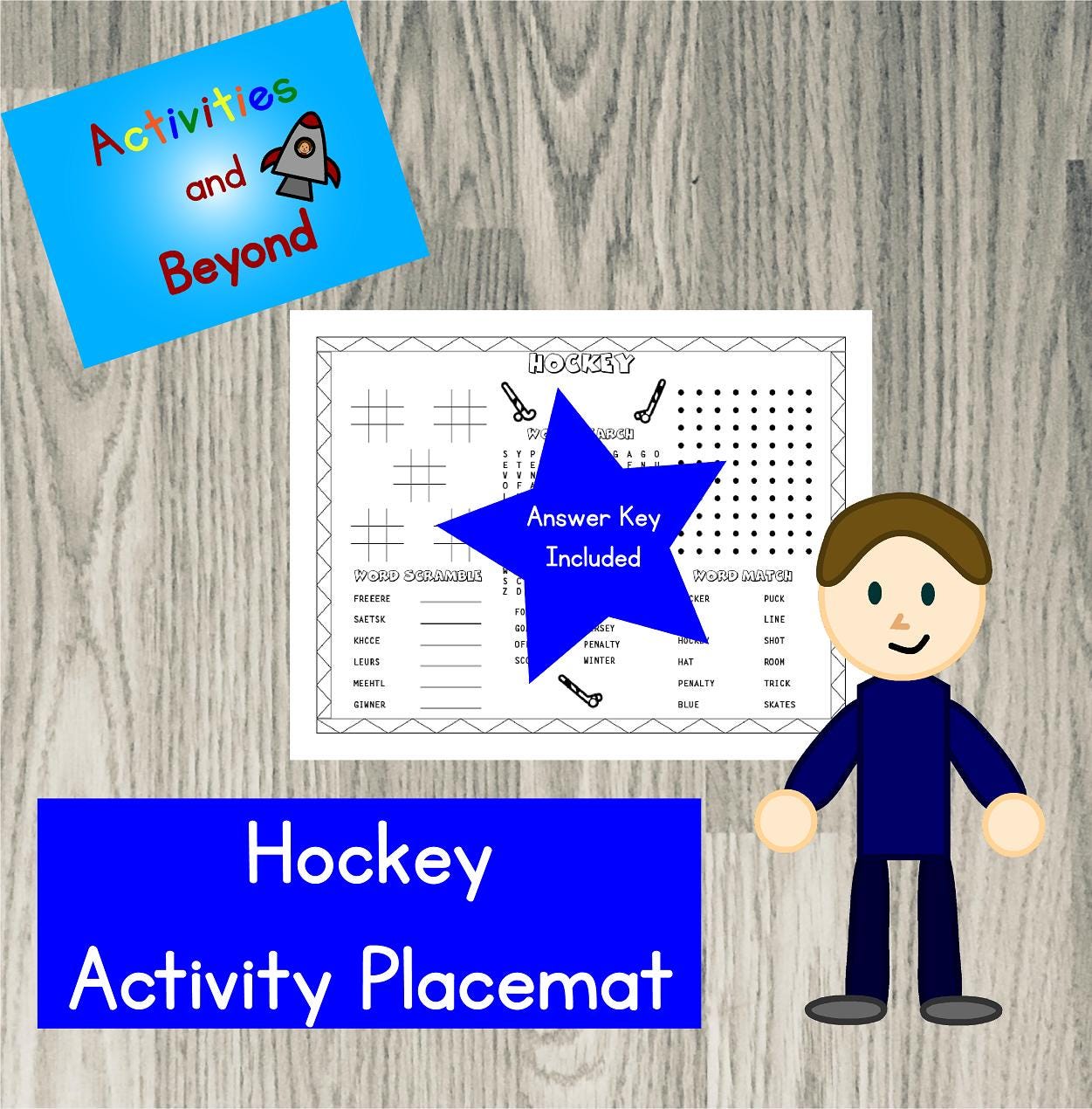 Printable Hockey Placemat Activity Page Placemat, Sports, Dot Game ...