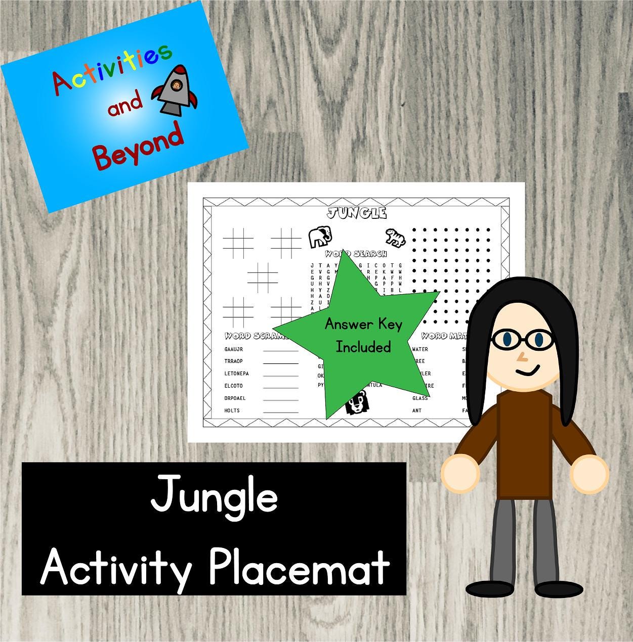 Printable Jungle Placemat Activity Page Placemat, Animals, Party, Dot ...