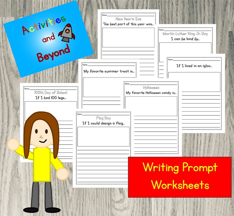 70 Page Printable Writing Prompt Worksheets - Draw & Write - Holiday ...