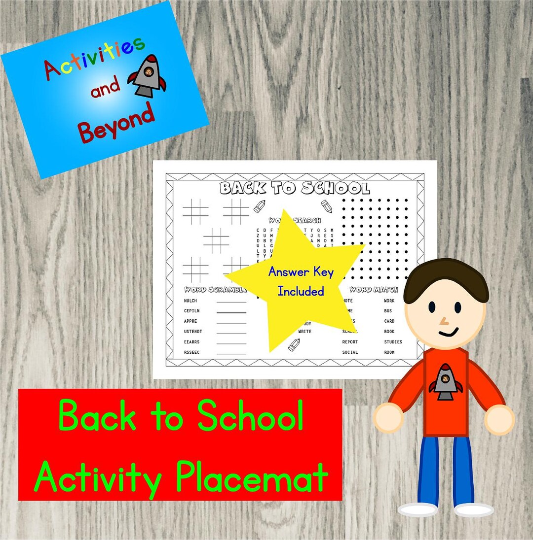 Printable Back to School Placemat Activity Page Placemat, Dot Game ...