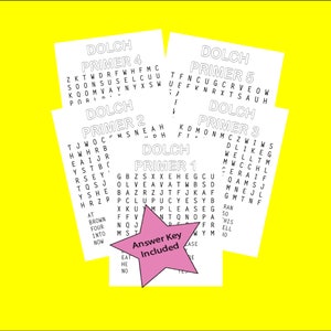 Bundle Printable Dolch Sight Words Word Search - Pre Primer, Pre-k ...