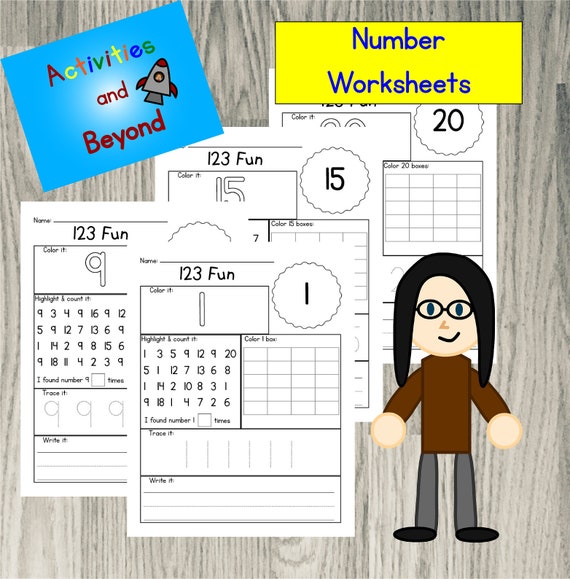 21 Page Printable Numbers 123 Worksheets Pre-K | Etsy