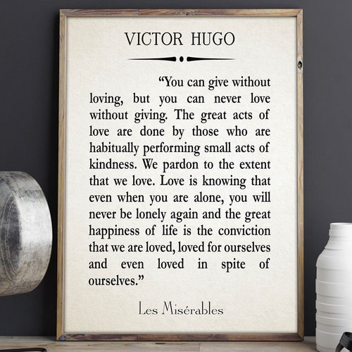 Victor Hugo Quote Les Misérables Quotes Les Misérables Poster - Etsy
