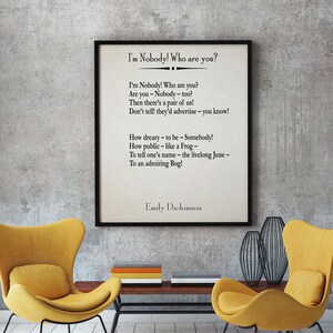 I'm A Nobody Who Are You Poem by Emily Dickinson Poetry | Etsy