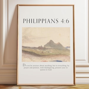 Philippians 4:6 Bible Verse Wall Art Poster | Be Anxious for Nothing ...