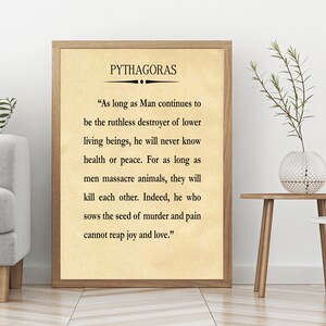 Pythagoras Vegan Quote Vegetarian Poster - Etsy