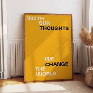 Vibrant Yellow Inspirational Wall Poster Change the World: Modern ...