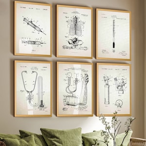 Set of 6 Retro Medical Inventions Posters - Unique Doctor Gift & Clinic ...