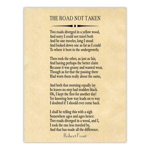 Robert Frost 'the Road Not Taken' Poetry Print: Literary Wall Art - Etsy