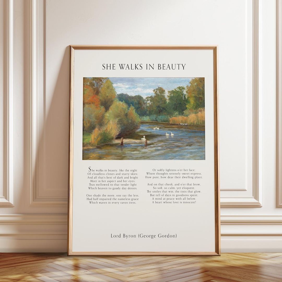 Lord Byron 'she Walks in Beauty' Poem Art Print - Romantic Decor - Etsy UK