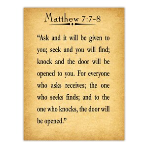 Scripture Print Matthew 7:7-8 Bible Print Bible Decor Bible Wall Art ...