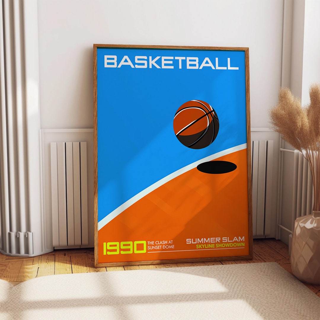 Basketball Poster- Retro Basketball Sports Wall Decor - 1990 Summer ...