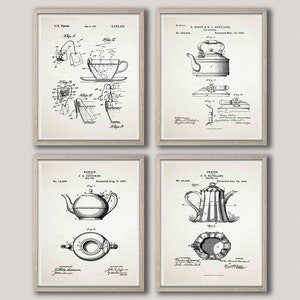 Tea Print Tea Patent Prints Set of 4 Tea Prints Tea Art Tea Room Decor ...